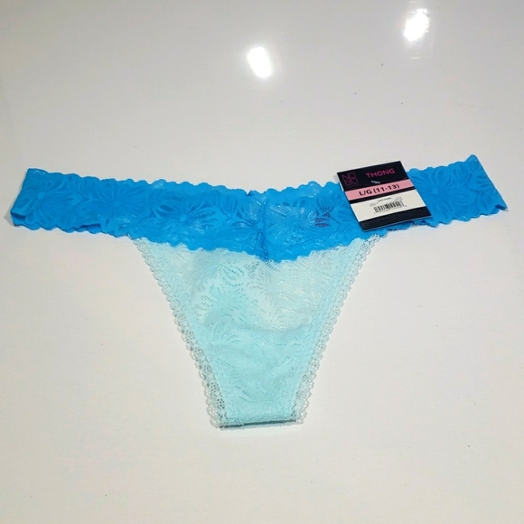 No Boundaries Intimates And Sleepwear Nwt No Boundaries Turquoise Aqua Blue Lace Thong Panty